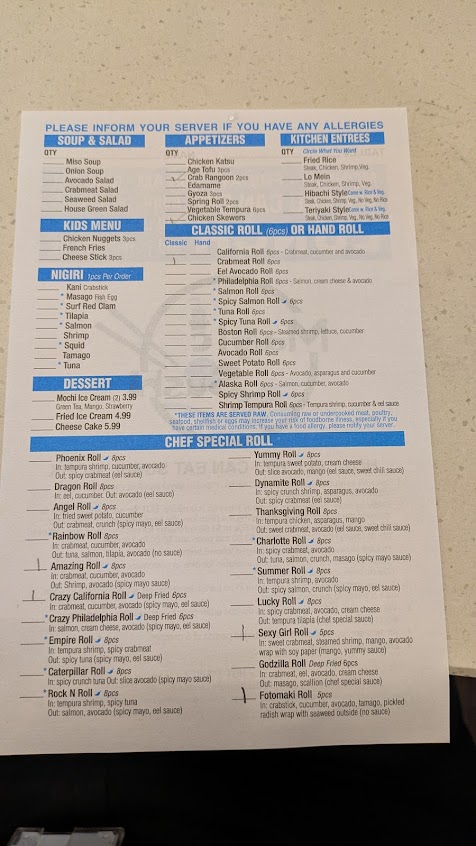 Magic Sushi Restaurant Menu | All-You-Can-Eat Sushi & Hibachi in Charlotte